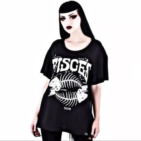 Killstar | Tops | Killstar Pisces Relaxed Top Unisex Fit Black Cotton ...